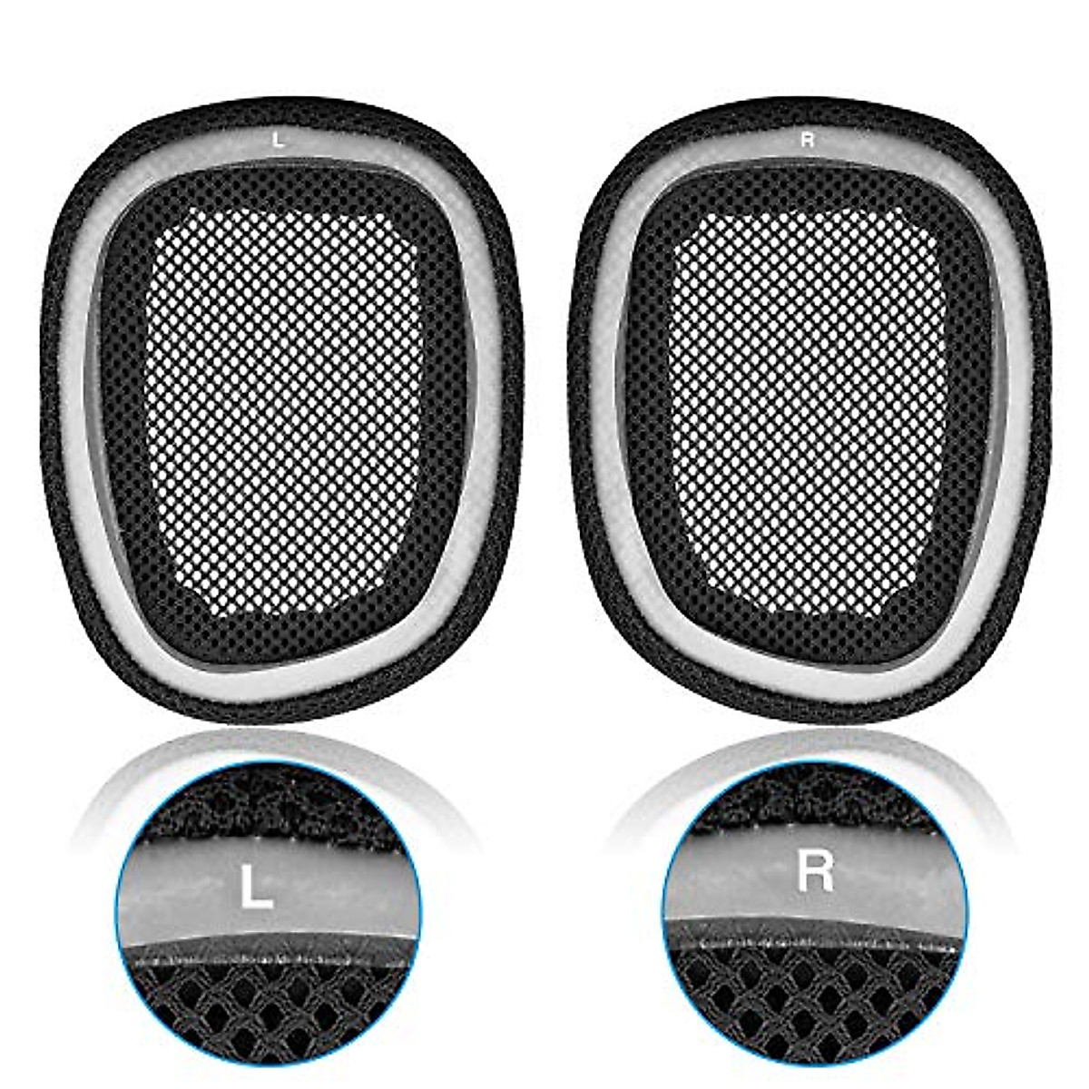 JARMOR Replacement Memory Foam & Mesh Fabric Ear Cushion Pads Cover for Logitech G433 G233 G PRO Headphone ONLY (Black&Fabric)