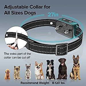 Dog Bark Collar, DINJOO Bark Collar for Large Medium Small Dogs,Smart Bark Collar,Rechargeable Anti Barking Training Collar with 8 Adjustable Sensitivity,Bark Shock Collar with Beep (Blue)