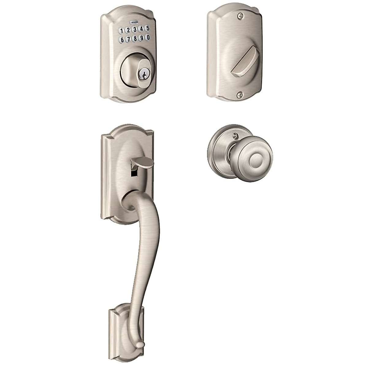 Schlage FE365CAM619GEO Schlage FE365-CAM-GEO Camelot Electronic Handleset with Georgian Knob