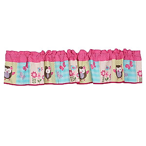 5 PCs Pink Owl Birds Butterfly Nursery Crib Bedding Set Blush Pink Floral Baby Girl Cot Bedding Set Quilt, Fitted Sheet, Skirt, Diaper Storage Bag, Window Valance