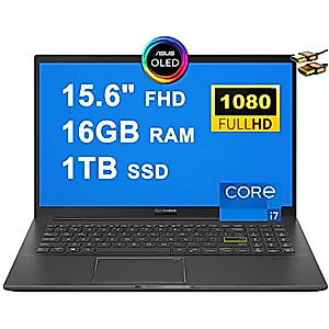 ASUS VivoBook 15 Thin and Light Business Laptop 15.6" FHD OLED Anti-Glare 11th Gen Intel Quad-Core i7-1165G7 16GB RAM 1TB SSD GeForce MX350 2GB Graphic Backlit Fingerprint USB-C Win10 + HDMI Cable