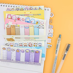 LEEFONE 10 Pack Cute Animals Bookmarks Memo Pad Sticky Note Paper Sticky Notes Page Flags, 5 Styles Self-Stick Tab Bookmark Marker Pad for Office School, 120 Sheets/Pack, 1200 Sheets