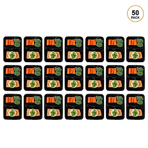 Freshware Meal Prep Containers [50 Pack] 2 Compartment with Lids, Food Storage Containers, Bento Box, BPA Free, Stackable, Microwave/Dishwasher/Freezer Safe (28 oz)