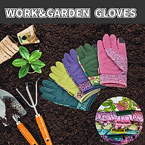 MSUPSAV Gardening Gloves for Gardening,Synthetic Leather Garden Gloves,Work Gloves with Touch Screen,Best Gifts for Women,Green, Medium