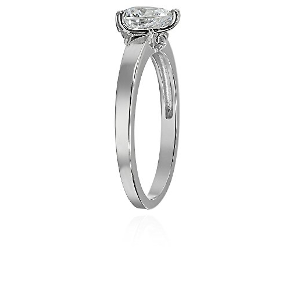 Amazon Collection Platinum-Plated Silver Heart-Shape (1.5 cttw) Solitaire Ring made with Infinite Elements Cubic Zirconia, Size 6