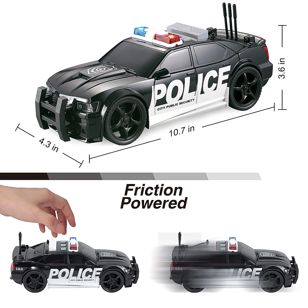 JOYIN Police Camp Toy Set of Friction Powered Police Car, Realistic Military Camp Tent and Policemen Action Figures, Police Vehicle with Light and Sound Siren for Over 3 Years Old Boys