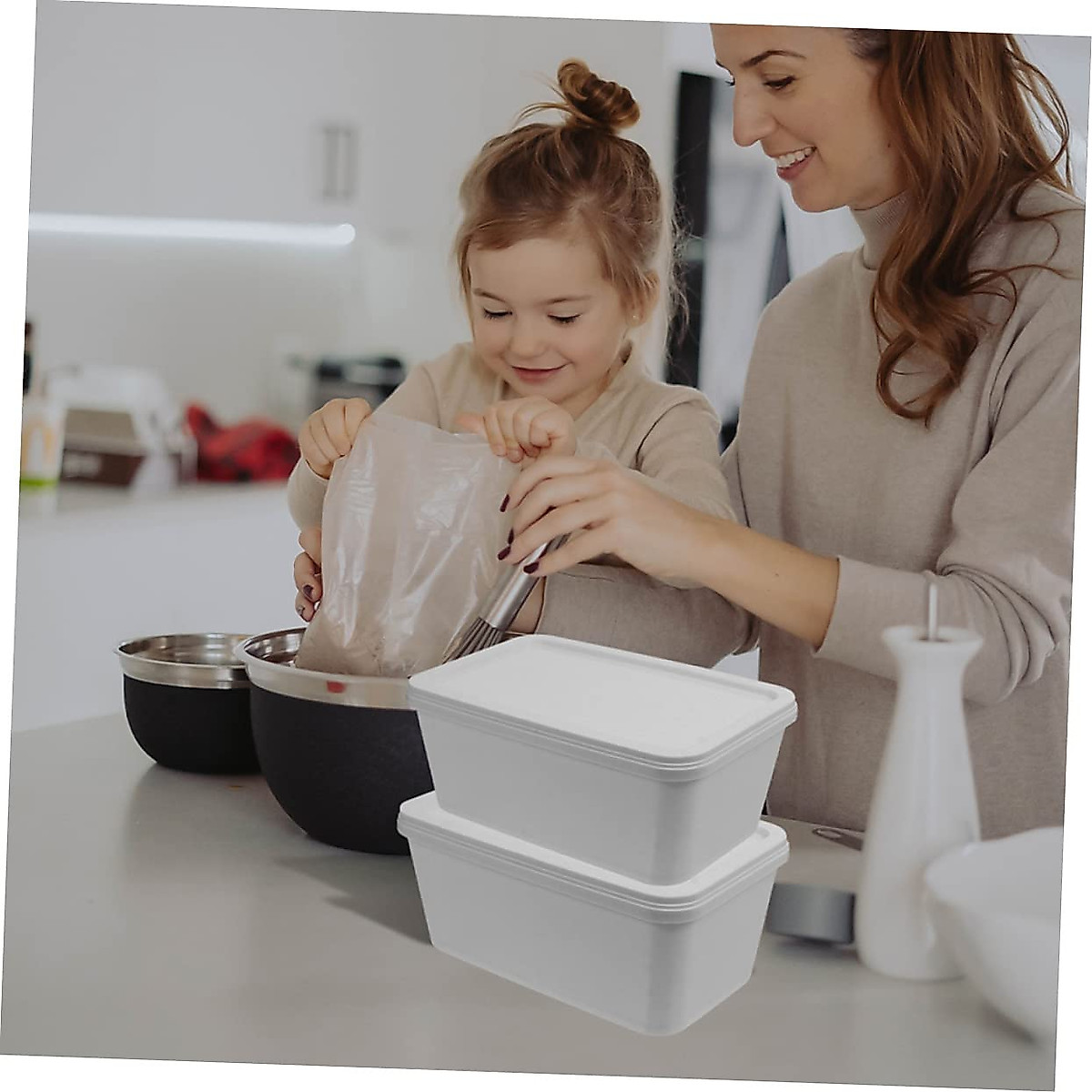 VOSAREA Professional Ice Cream Storage Box Container 3l Reusable Freezer Storage Tub for Fruit Dessert Preservation