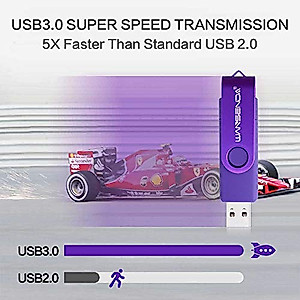 OTG USB Flash Drive WANSENDA 3.0 USB Memory Stick 256GB 128GB 64GB 32GB 16GB Pen Drive High Speed for Android/PC/Mac (16G, Purple)