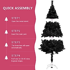 Adiwiid 6ft Halloween Black Christmas Tree with 550 Branch Tips for Home, Office, Party Decoration,Artificial Christmas Tree for Xmas Seasonal Holiday Decoration Indoor Outdoor (Black)