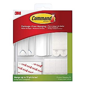 Command Picture Hanging Kit, Various Sized Picture Hanging Hooks and Strips to Hang Up to 15 Pictures, Indoor Use, Decorate Damage-Free