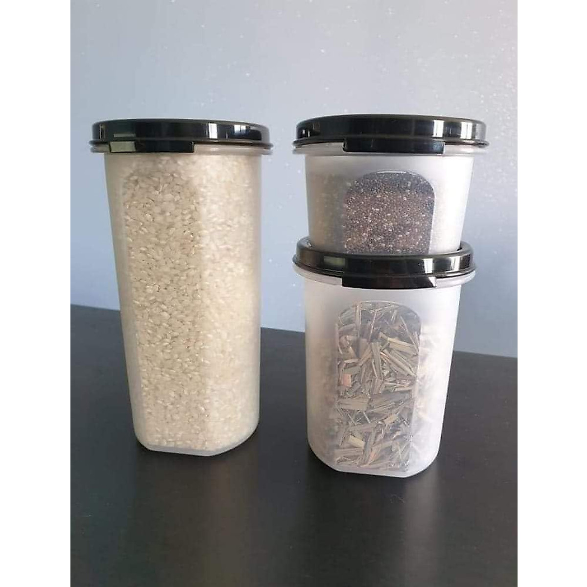 Tupperware Modular Mates Round Containers Set of 4 Sizes Black Seals