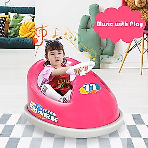 INFANS Kids Ride On Car, 6V Bumper Car Electric Vehicles with 2 Driving Modes,360 Degree Spin, Remote Control, LED Lights, Music, Bluetooth, Rechargeable Battery Powered Toys (Blue)