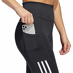 adidas Womens Lightweight High Rise 3-Stripe Mesh 7/8 Leggings (X-Large, Carbon/White)