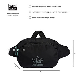 adidas Originals Sport Waist Pack/Travel and Festival Bag, Black/Clear Mint Green, One Size