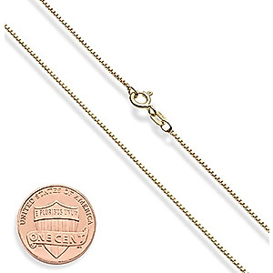 Miabella Solid 18K Gold Over 925 Sterling Silver Italian 1mm Box Chain Necklace for Women Men, Made in Italy (Length 20 Inches)