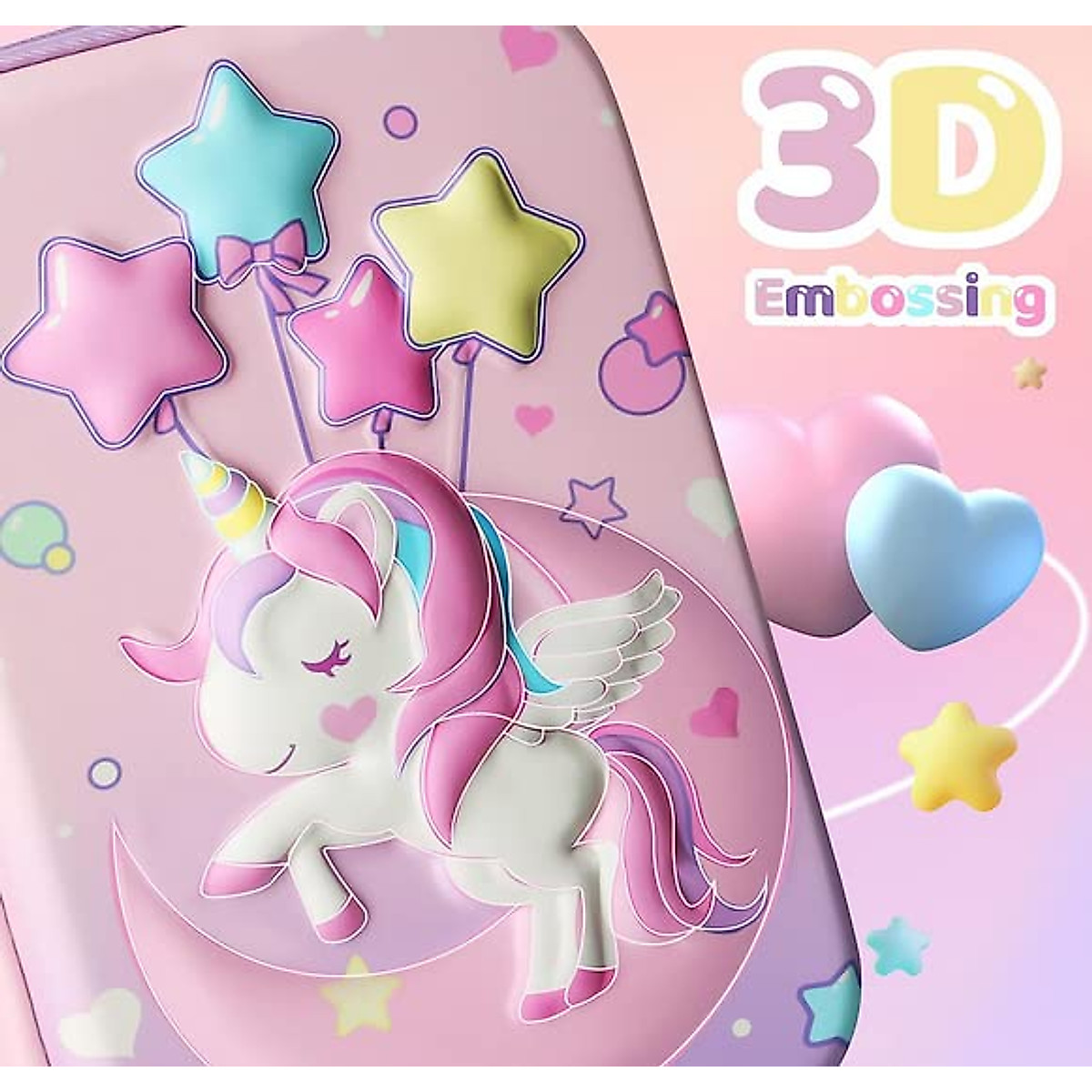 Unicorn Pencil Case, Cute Large Capacity Pen Box for Girls, 3D EVA Stationery Bag Pink Pencil Pouch Organizer with Compartments, Anti-Shock School Supplies Multi-Compartment for Kids Students (MOON L)