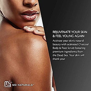 Charcoal Exfoliating Body Scrub Polish with Collagen & Stem Cell Gentle Body Exfoliator Face Scrub Bump Eraser Booty Scrub Best Shower Scrub Skin Exfoliant Moisturize Skin Exfoliate Absorbs Nutrients by M3 Naturals