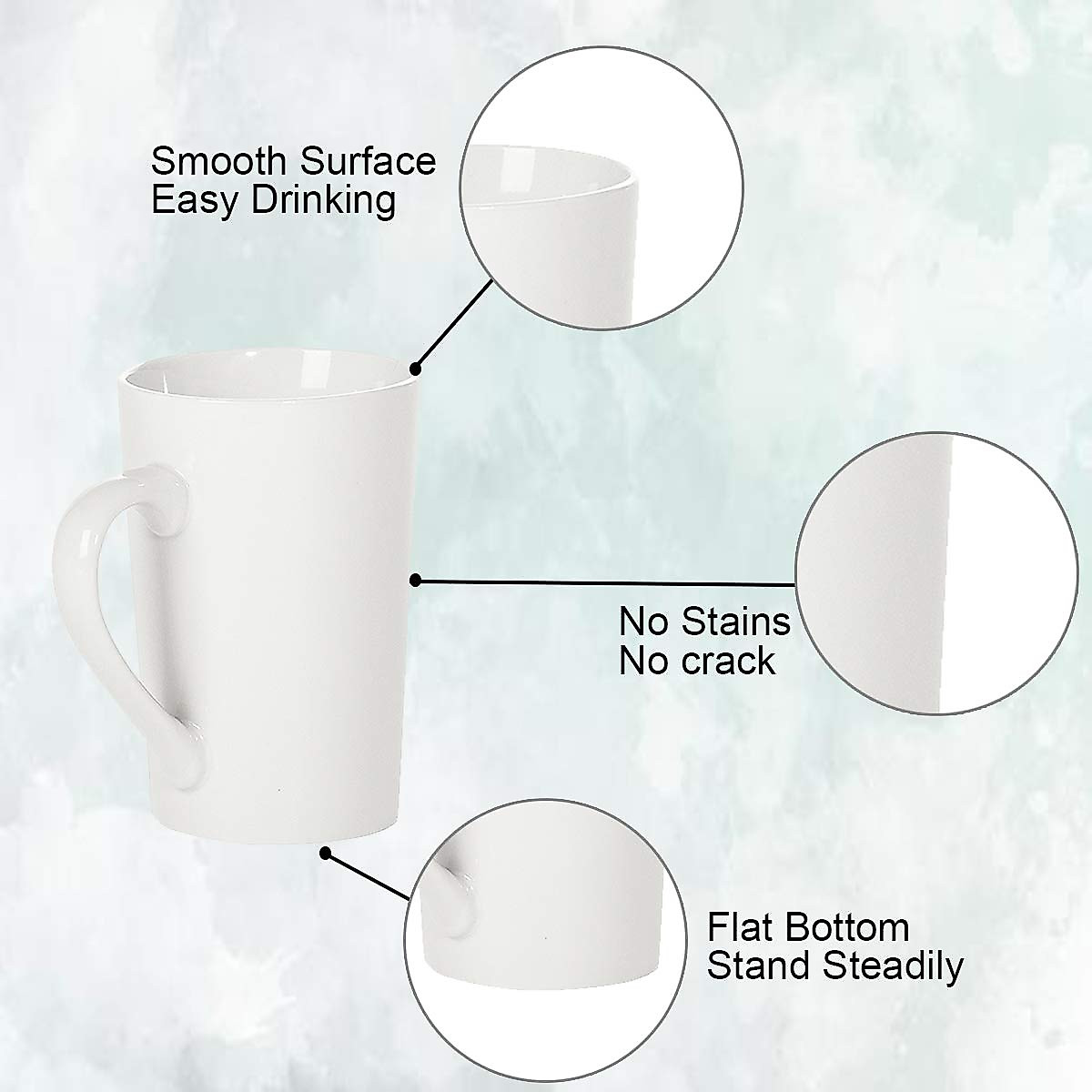 Coffee Mugs Set of 2, 13 Oz Plain White Porcelain Mugs for DIY Paint,Dishwasher Safe, Microwave Safe, Chip-free,Lead-free (2Pack)