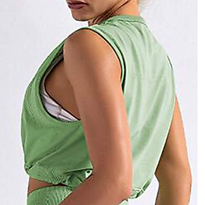 Bravetoshop Women Crop Top Summer Crewneck Sleeveless Loose Comfy Sports Yaga Running Workout Vest Summer Tank Tops (Green,L)