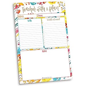 bloom daily planners Teacher To-Do List Daily Planning Pad - Teacher Appreciation Gift & Task Productivity Organizer - School Tear-Off Notepad for Classroom or Homeschool (6” x 9”) - Happy Blooms