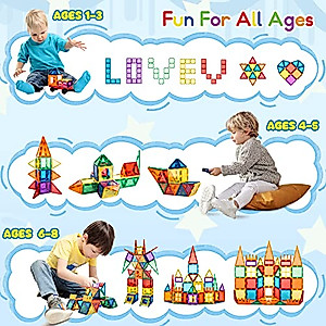 MagHub Magnetic Tiles for Kids, 85 PCS 3D Magnetic Blocks STEM Magnetic Building Blocks, Learning Educational Magnet Toys for Boys Girls Construction Kit Magnetic Toys for 3+ Years Old Kids Toddlers