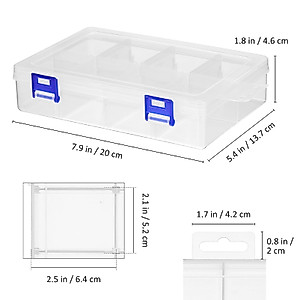 Kichvoe Plastic Organizer Box with Dividers: Clear Organizer Box Reusable Snack Box Containers with 8 Adjustable Compartments For Jewelry Crafts Meal Prep Picnic, 7.66x5.23x1.73 inch