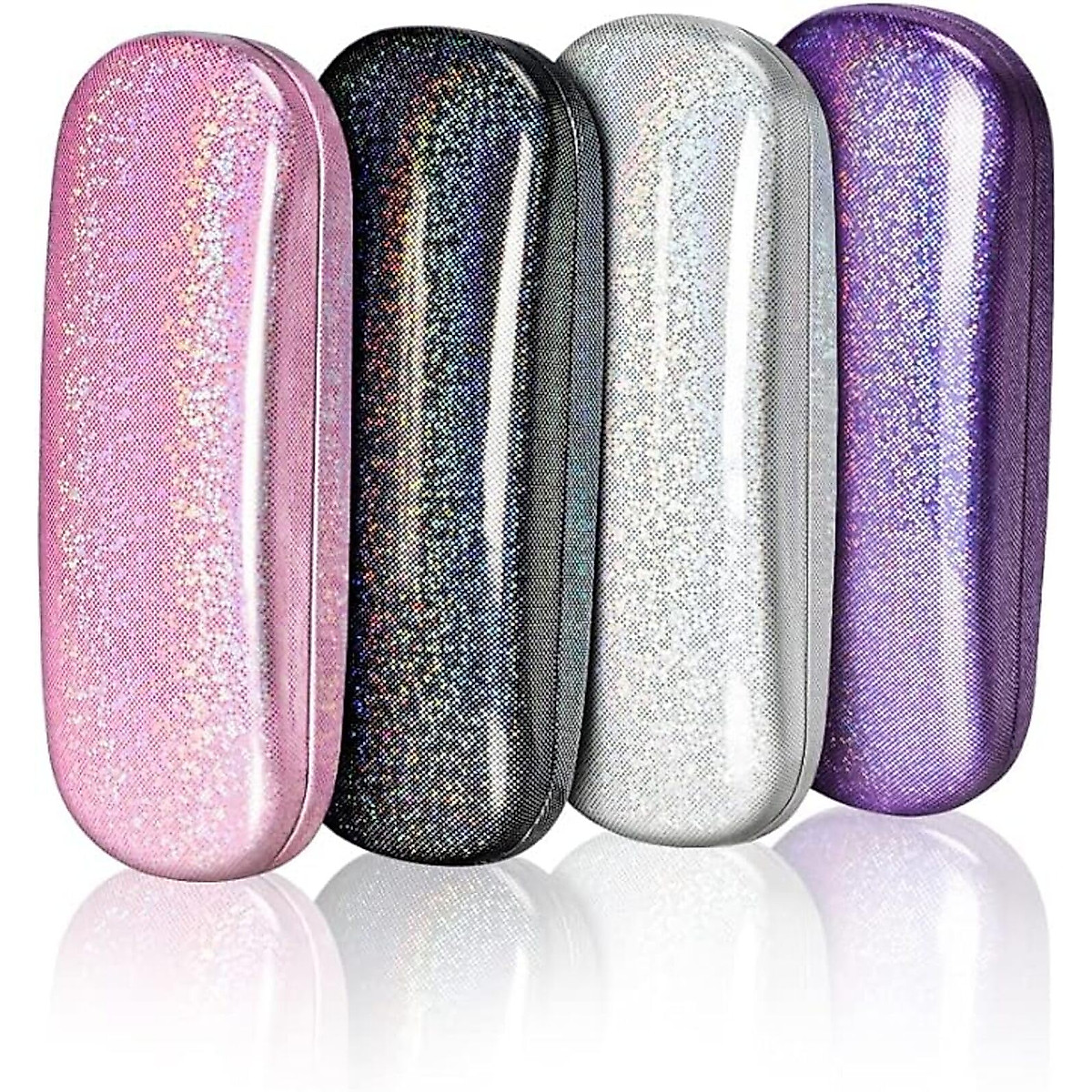 ZONLY Eyeglasses Case,(4 Piece) Unisex Hard Shell Eyeglasses Cases Protective Case For Glasse (Glitter)