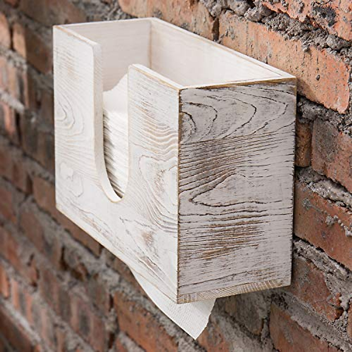 MyGift Whitewashed Wood Wall Mounted Paper Towel Holder for Bathroom, Tri Fold, Multifold, C Fold, Z Fold Disposable Hand Towel Dispenser Guest Restroom