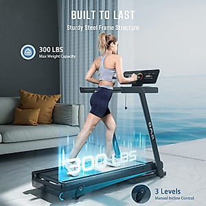 OMA Home Treadmills 1012EB 7200EB, Max 2.5HP 300 LBS Capacity Folding Treadmill with LED Display, 36 Preset Programs, Running Exercise Machine for Home Office Black