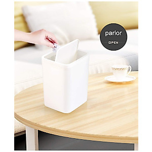 FuQ Cute Trash Can Desktop Trash Can for Office Desktop Coffee Table Kitchen Small Garbage Can Colorful Plastic Trash Can Shake Cover Bucket Small Paper Basket