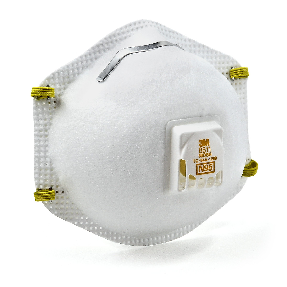 3M Particulate Respirator 8511, Pack of 10, N95, Cool Flow Exhalation Valve, Disposable, Braided Comfort Strap, M Noseclip