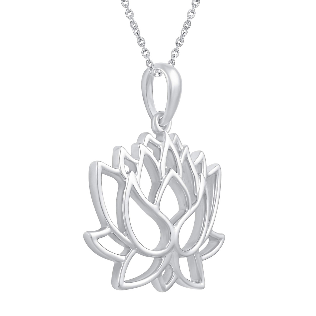 Prime and Pure Charm Pendant Necklace Set in 925 Sterling Silver for Womens | Open Lotus | Celtic Cross | Angel Wing | Tiny Lotus | Tiny Love Heart (Open Lotus)