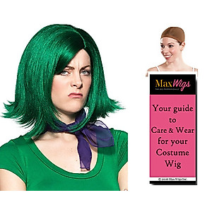 Disgust Inside Out Color Hunter - Enigma Wigs Women's Gust Emotion Personality Bundle with Wig Cap, MaxWigs Costume Wig Care Guide