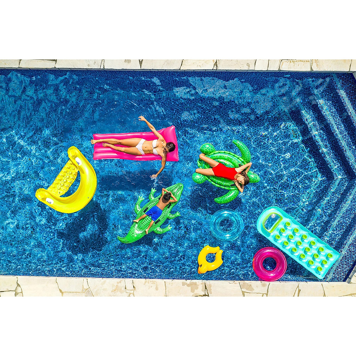 INTEX 58859EP Sit 'N Float Inflatable Pool Float: Pool Lounge with Built-in Cup Holders – Heavy-Duty Handles – 220lb Weight Capacity – 58" x 39" – Colors May Vary