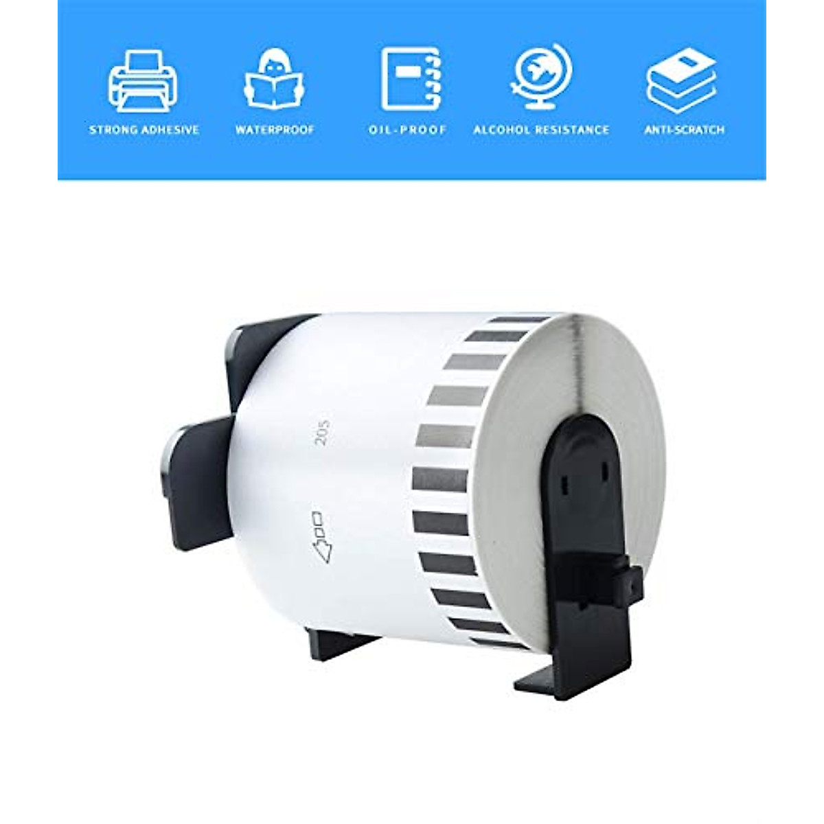 Aomya 2 Pack DK-2205 BRO Compatible Label Paper Roll 2-3/7"x100' Continuous White Labels with 2 Reusable Cartridges use for QL-700 QL570 QL710W QL800 QL810W QL1060N QL720NW QL550 (2)