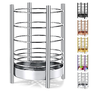 HOMQUEN Kitchen Utensil Holder for Kitchen Counter, Stainless Steel Utensil Crocks, Utensil Storage Caddy Organizer, Cooking Utensil Holder, kitchen tools, Easy Cleaning (Silver/7.4''x5.2'')