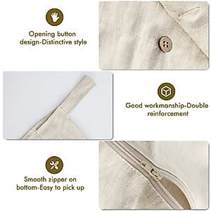 Linen Hanging Laundry Bag, 100% Linen Over The Door Laundry Hamper with Buttons and Zipper, Space Saving Door Hampers for Laundry Dirty Clothes Home Travel, Linen