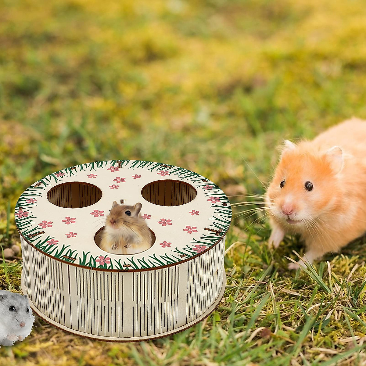 Hamster Tunnel Maze Toy Small Pets Wood Hideout Play Hut Animal Habitat House Exercising Toy Climbing Platform for Dwarf Hedgehog Rat Sugar Glider Gerbil