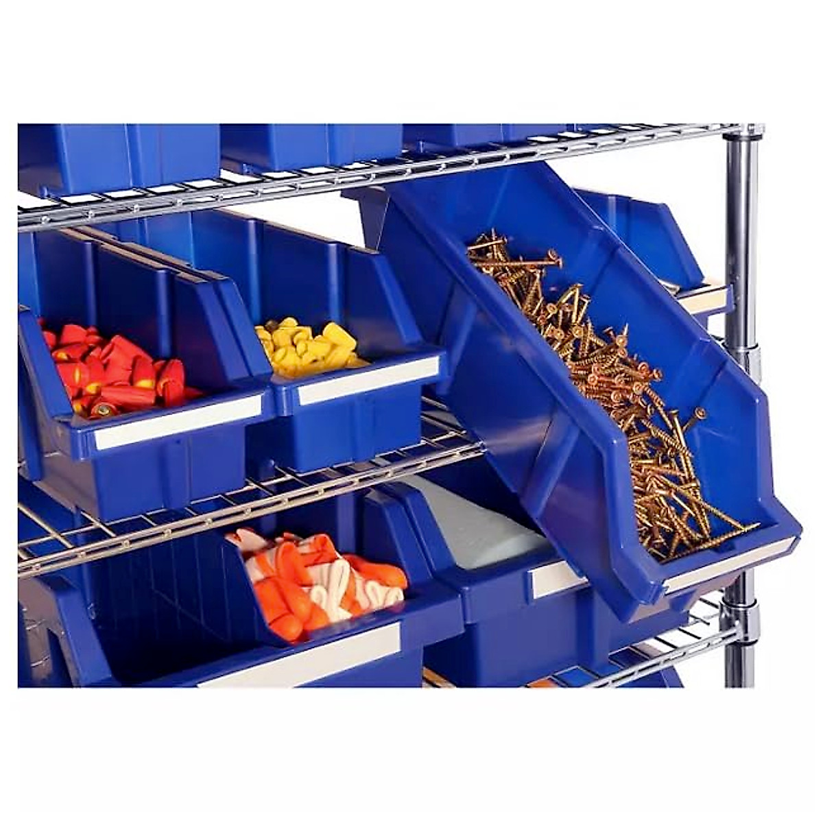 Heavy-Duty Steel Wire Shelving Storage Unit, 24-bin Rack with Wheels (Blue)