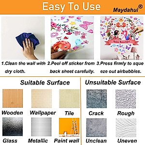 Maydahui Cartoon Insect Wall Decals Stickers (50 x 50 Inch) Butterfly Ant Flower Leaf Caterpillar Ladybug Dragonfly Mantis Snail Bird Little Bee Snake Cloud Butterfly DIY Removable Cute Animals Wall