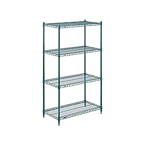 Nexel 24" x 36" x 54", 4 Tier Adjustable Wire Shelving Unit, NEXGuard Anti-Microbial Agent, NSF Listed Commercial Storage Rack, Poly-Green, Leveling feet
