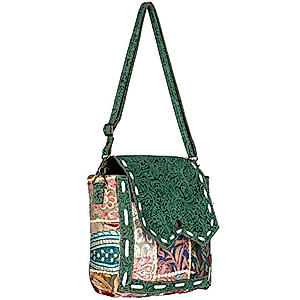 Bhrayna Bags Tessa Shoulder Bag | Genuine Leather Messenger Bag | Vintage Shoulder Bag | Shoulder Sling Bag for Women | Leather Cross-body Messenger Bag (Green)