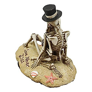 Ebros Love Never Dies Shipwrecked Castaway Wedding Skeleton Hot Couple Making Out by The Beach Statue 5.25" Long Day of The Dead Decorative Valentine Skeleton Lovers Kissing Figurine