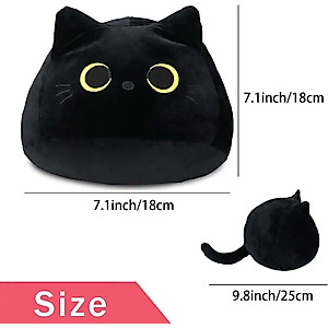 YOMOTREE Cat Stuffed Animal Toy Pillow, Soft Plush Pillow, Black Cat Plush Toy, Gifts for Boys Girls Kids (20cm/7.8in)