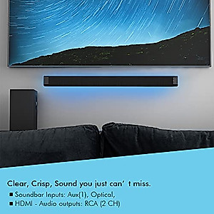 Technical Pro 500 Watts LED Color Changing Soundbar with Subwoofer | Powerful Sound Bar for TV, Home Theatre | Bluetooth Enabled, Black