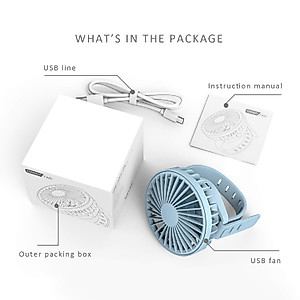 Aquatrend Personal Mini Wrist Fan,3 Speed Pocket Fan with Adjustable Wristband,Protable USB Rechargeable Watch Fan for Indoor And Outdoor (Blue)