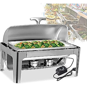 Chafing Dishes Chafing Dish Buffet Set, Food Warmers Server Warming Tray Round Rectangular Chafers, Stainless Steel Square Chafer, Round Food Warmer Chafing For Catering Warmer Chafer Set, Energy Effi