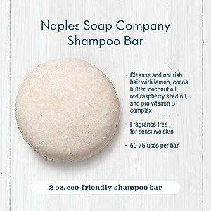 Naples Soap Company Solid Shampoo Bar for All Hair Types – Eco-Friendly, Free of Parabens, Alcohol, Pthalates – Handmade, pH Balanced, Hydrating Haircare, Lasts 50-75 Uses – Fragrance Free, 1.75 oz