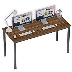 sogesfurniture 63 inches Large Size Office Desk Computer Desk Gaming Desk Computer Table Sturdy Office Desk Writing Desk, Walnut BHUS-GCP2AC3-160BW-NEW