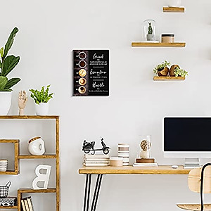 Inspirational Wall Art Wooden Prints Artwork Grind Hustle Execution Quote Success Motivational Wall Decor for Home Office Living Room Bedroom Ready to Hang (coffee)